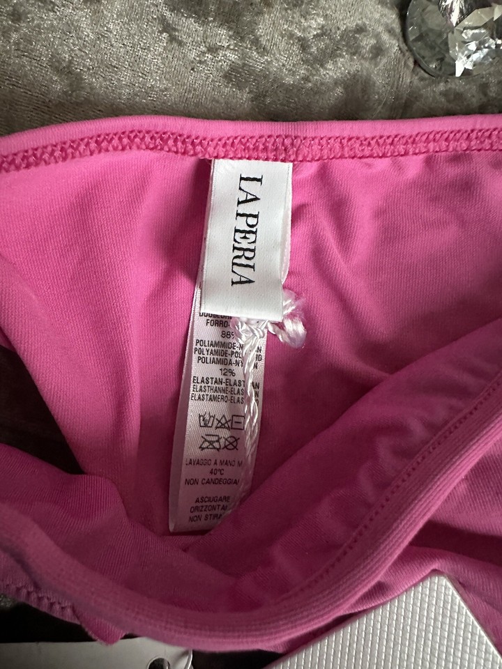 BNWT La Perla Hot Pink Bikini Bottoms Cut Away Circles Embroidered Size ...