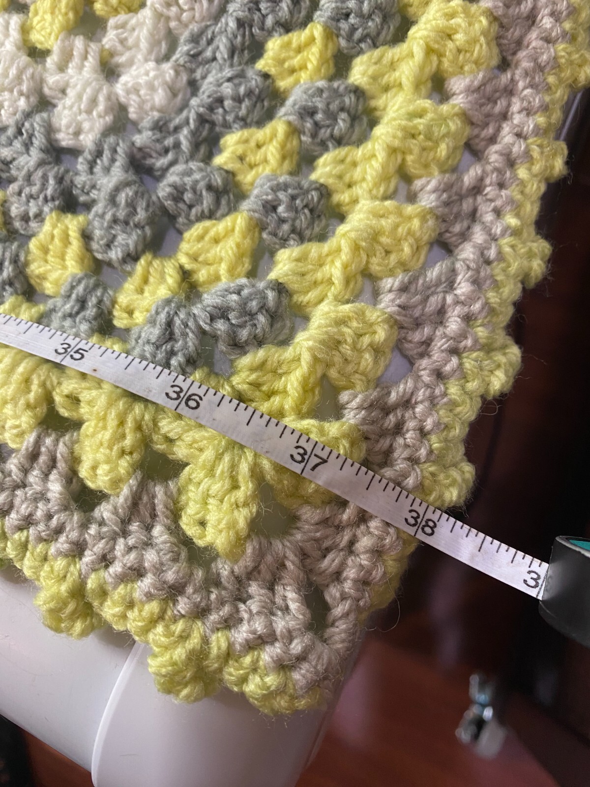 Handmade Crochet Baby Blanket Afghan 38x38 Giant Granny Square Yellow ...