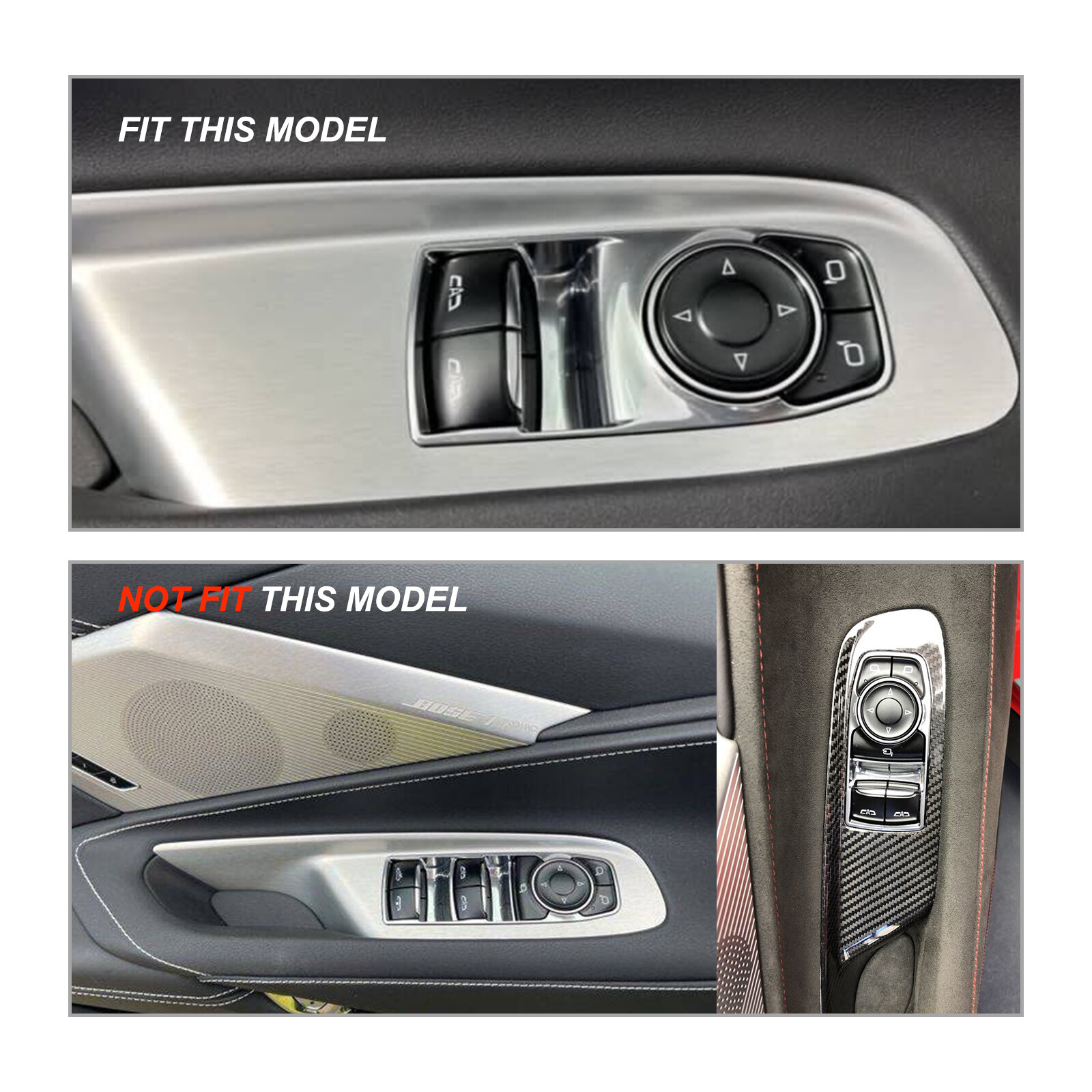 Window Lift Switch Panel Cover Carbon Fiber Style For 2020-23 Chevy ...