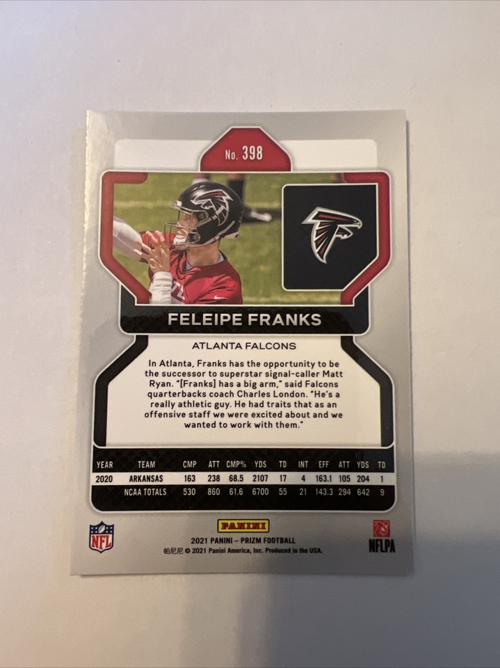 2021 Panini Prizm Feleipe Franks Base Rookie Card RC #398 Atlanta ...