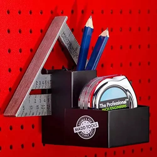 Peg Board Tape Measure Holder Accessory Kit - Includes Pencil Box and ...
