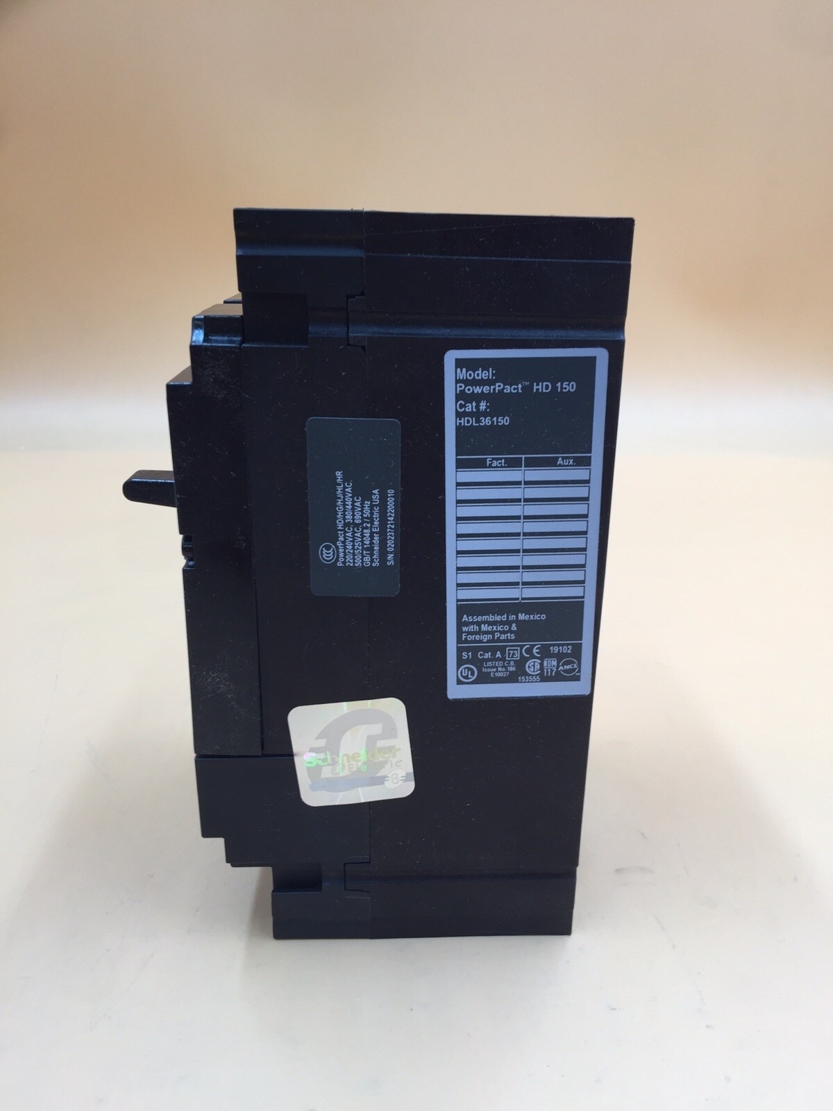 Square D 3 Pole Circuit Breaker 150 A - Black (HDL36150) for sale ...