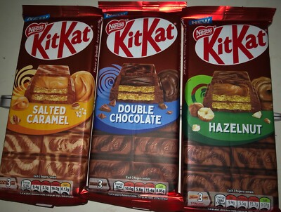 KIT KAT SHARING BARS X 3 SALTED CARAMEL DOUBLE CHOCOLATE HAZELNUT 99g | eBay UK