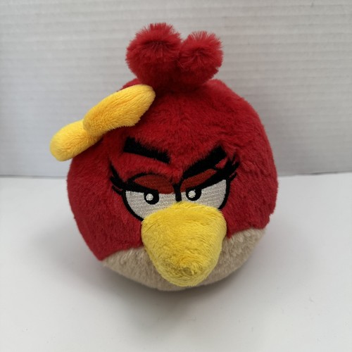 ANGRY BIRDS Red Girl Plush Bird Yellow Bow No Sound Commonwealth 2011 ...