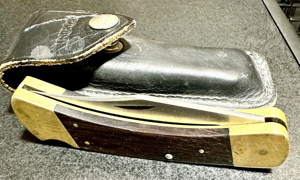 Vintage Buck Two Dot 110 Folding Knife , w/Sheath, USA 4 PIN | eBay