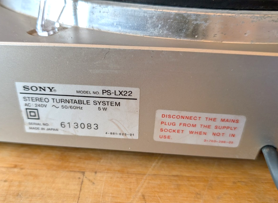 SONY PS-LX22 Direct Drive Turntable LP Vinyl Record Separate UNTESTED ...