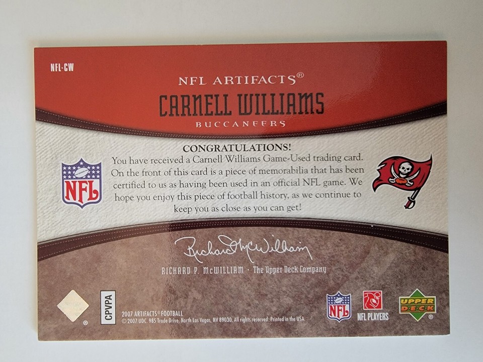 2007 Upper Deck Artifacts NFL Red /250 Cadillac Williams Carnell #NFL ...