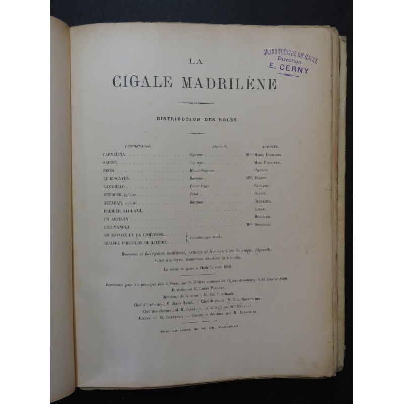 Perronnet James The Cicada Madrilène Opera Singer Piano 1889 | eBay