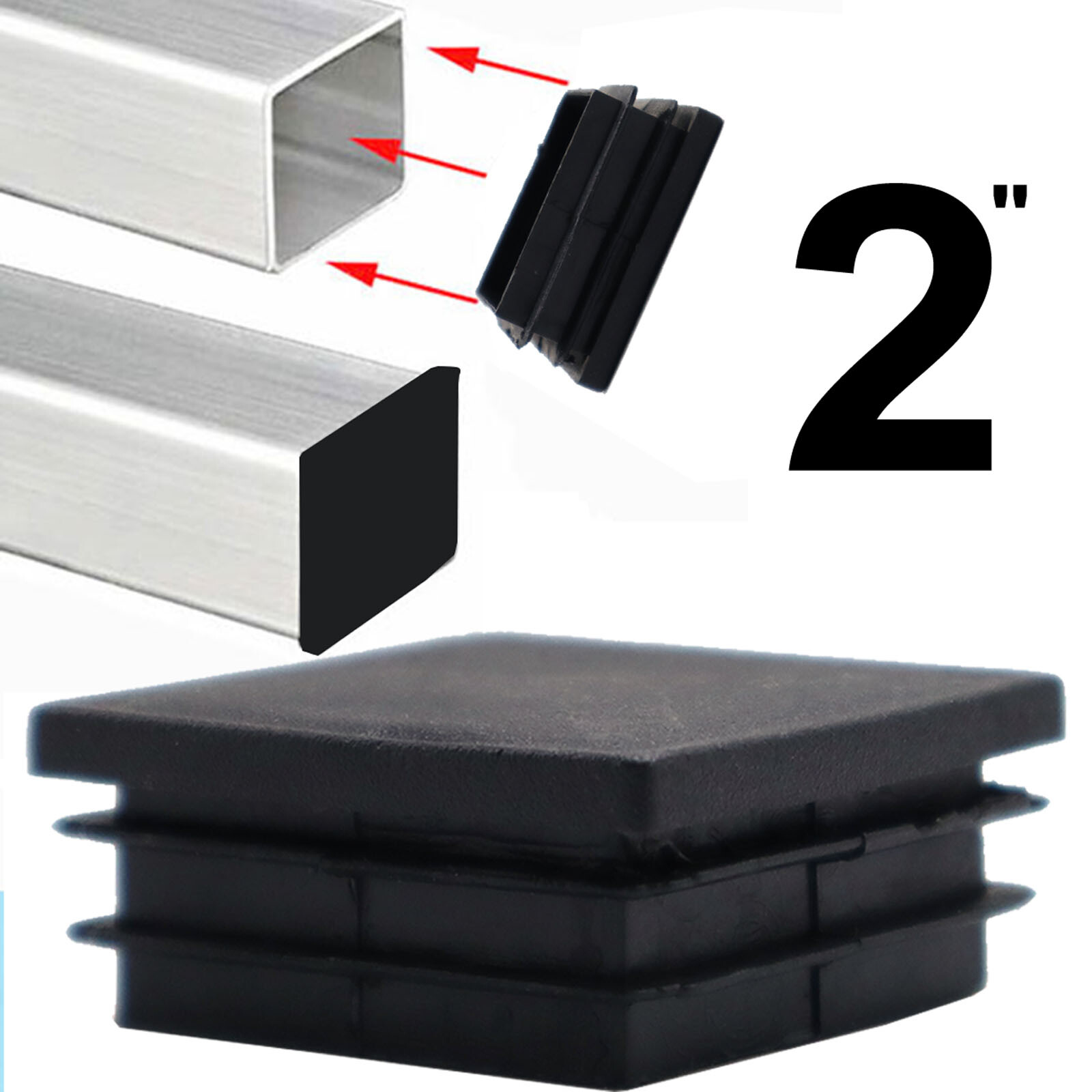 20PC 2" x 2" Square Tube End Plug Tubing Cap Plug USA Blanking Insert ...