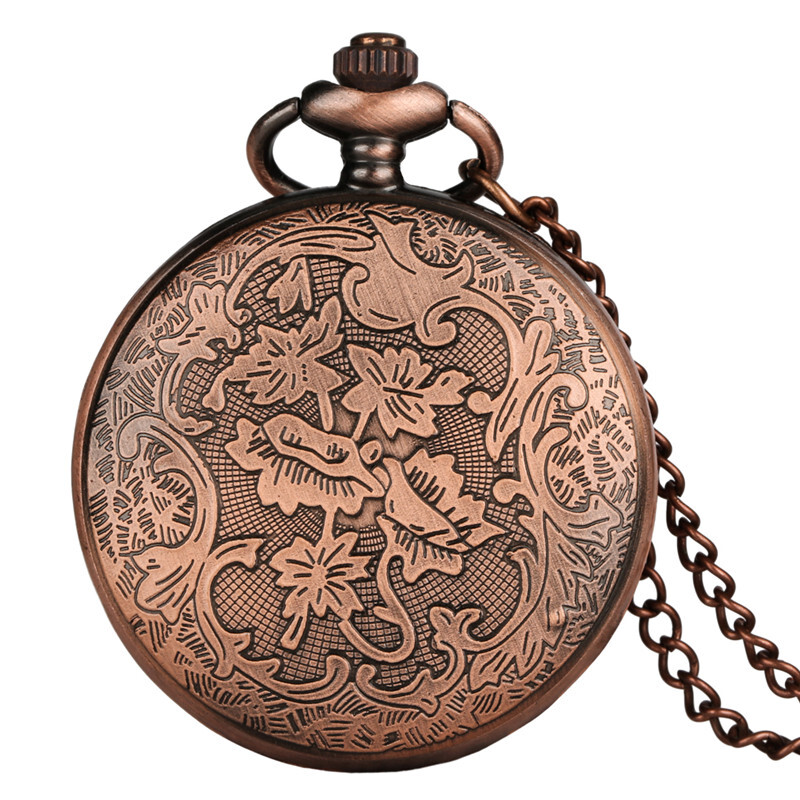 Red Copper Horse Quartz Pocket Watch with Necklace Pendant Chain for ...