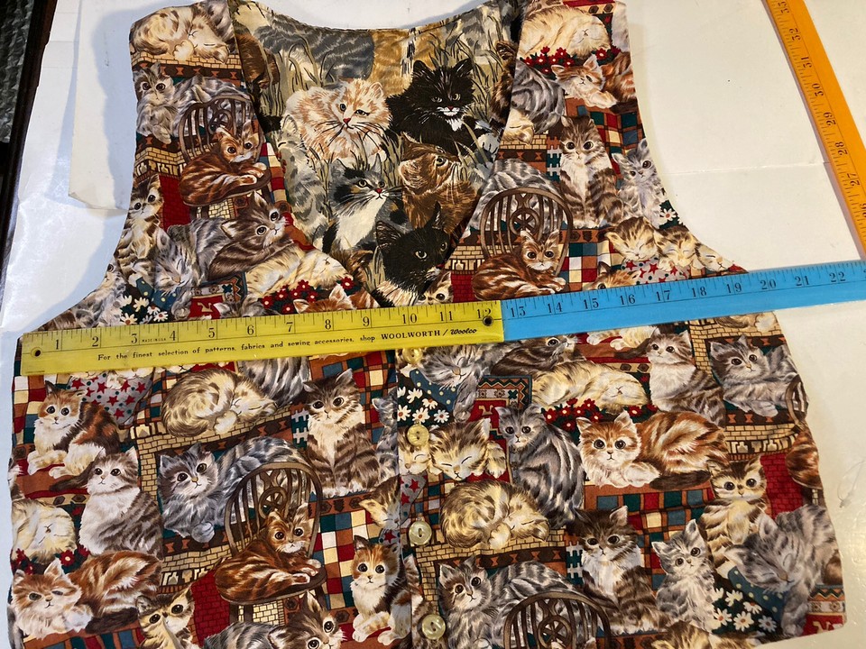 Handmade Vintage Reversible Cat Kitty Theme Vest Top Clothing Size ...