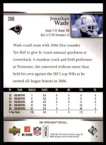 2007 Upper Deck Star Rookie Exclusives Edition Jonathan Wade St. Louis Rams #266 | eBay