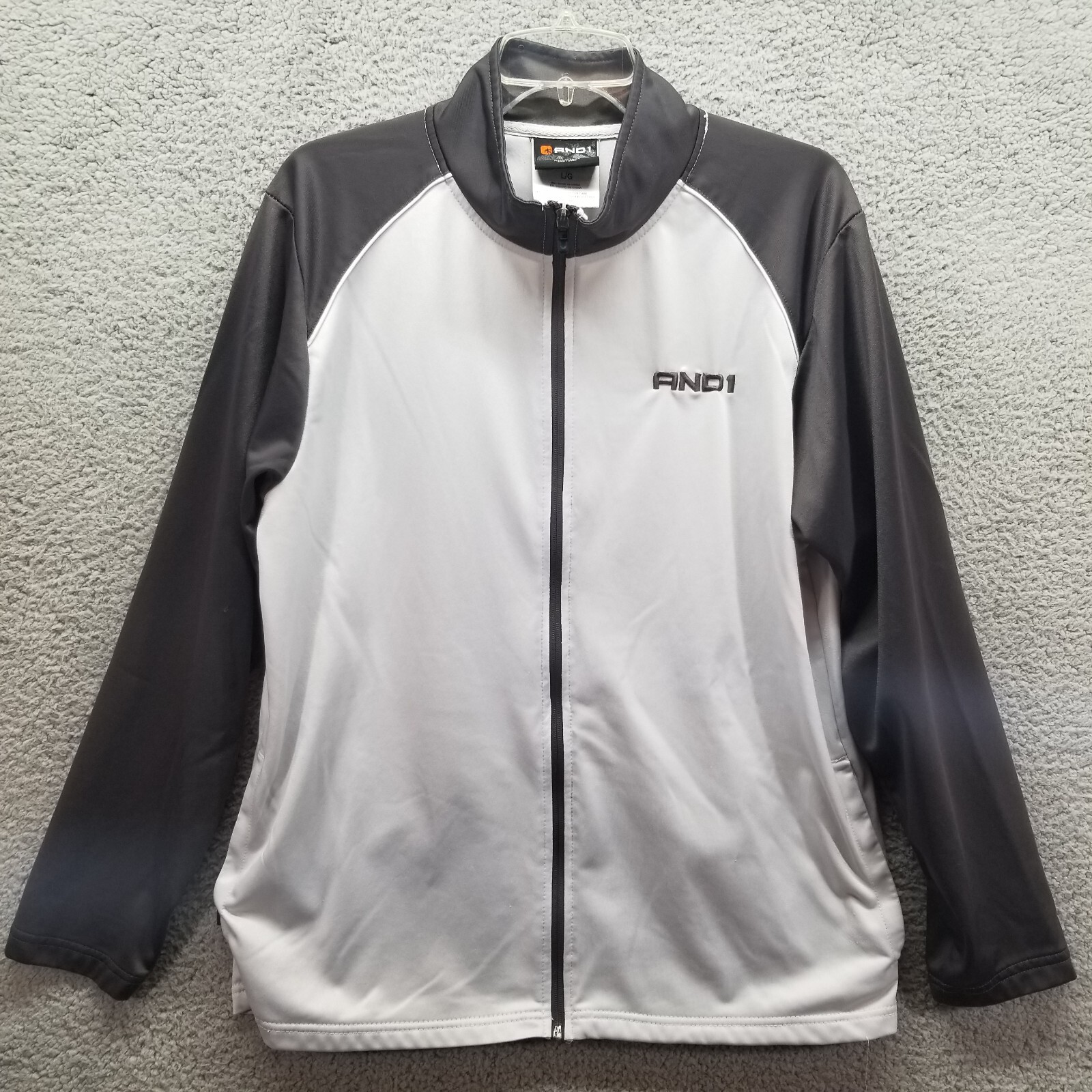 And1 Jacket Mens Large White Gray Full Zip Pockets Basketball ...