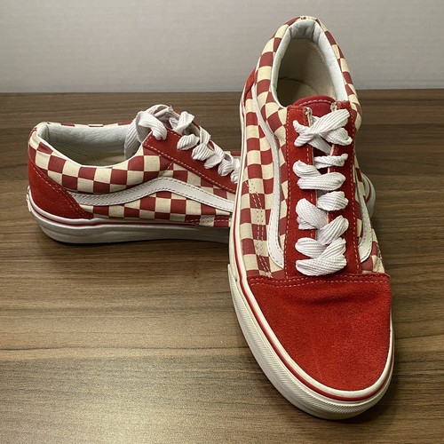 Vans Old Skool Shoes Low Top Mens 9 Women’s 10.5 Red White Checker ...