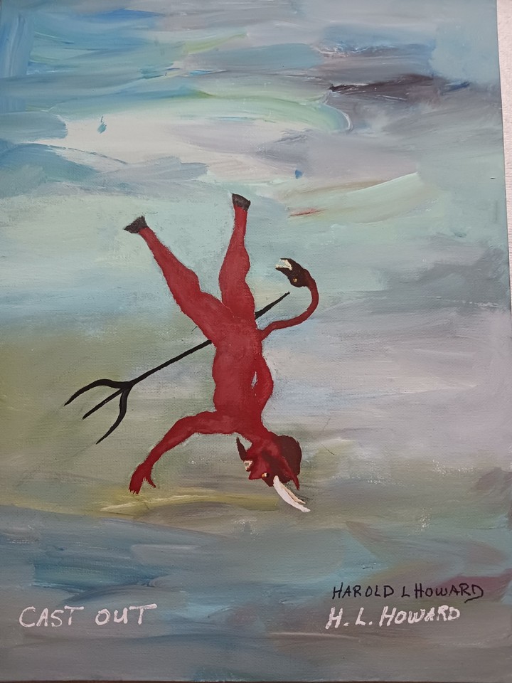 SATAN BEING CAST OUT OF HEAVEN PAINTING 12X16 TITLED (CAST OUT)-MUST ...