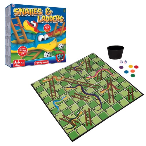 HTI Toys Traditional Games Snakes & Ladders Family Board Game Set ...