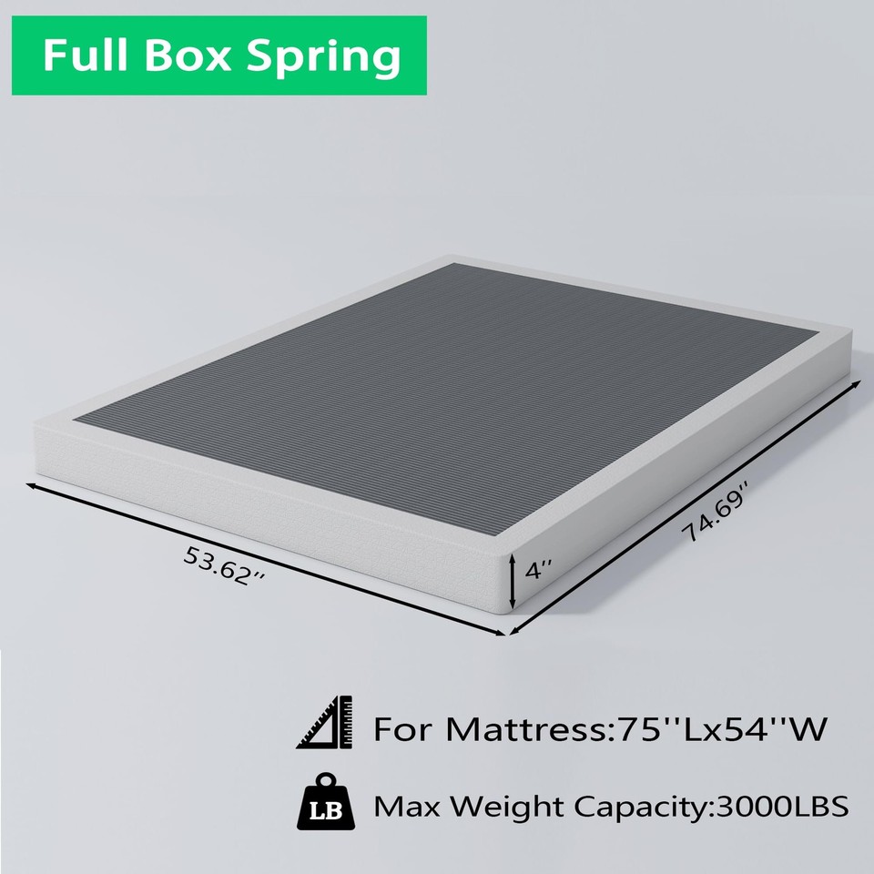 4 Inch Full Box Spring Heavy Duty Metal Box Springs,Mattress Foundation ...