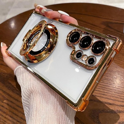 Anti Fall Transparent Electroplated Magnetic Bracket Protective Cover ...