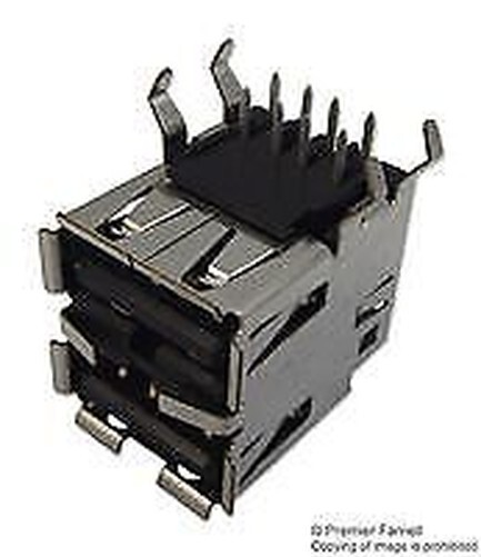 CONNECTOR, USB A, RECEPTACLE, 8POS, TH, Stacked USB Connectors ...