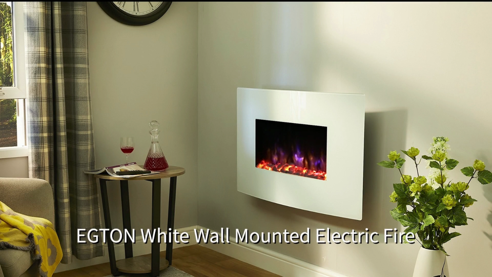 Electric Fire Wall Mounted White Curved Glass - Endeavour Fires Egton ...