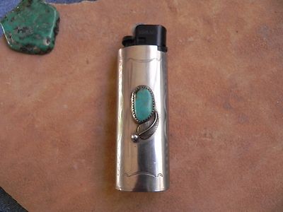 Turquoise & Stamped Sterling Silver LEAF design Lighter Case Navajo | eBay