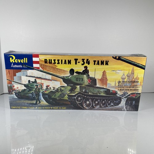 REVELL RUSSIAN T-34 TANK H-538:129 Military Sealed Plastic Model Kit ...