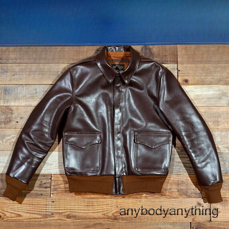 Mens Retro Teacore Horsehide Air Flight Jacket Vintage Style Leather A2 ...