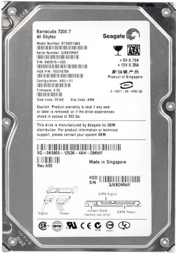 FESTPLATTE DELL 0K5805 K5805 40GB 7200U/min 2MB CACHE SATA ST340014AS 3 ...