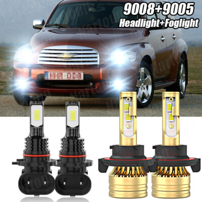4pc LED Headlight High/Low Beam + Fog Light Bulbs 6000K For Chevy HHR ...