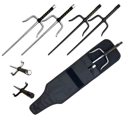 Metal Sai Martial Arts Weapon, Chrome or Black (Pair) - Add Pouch Case ...