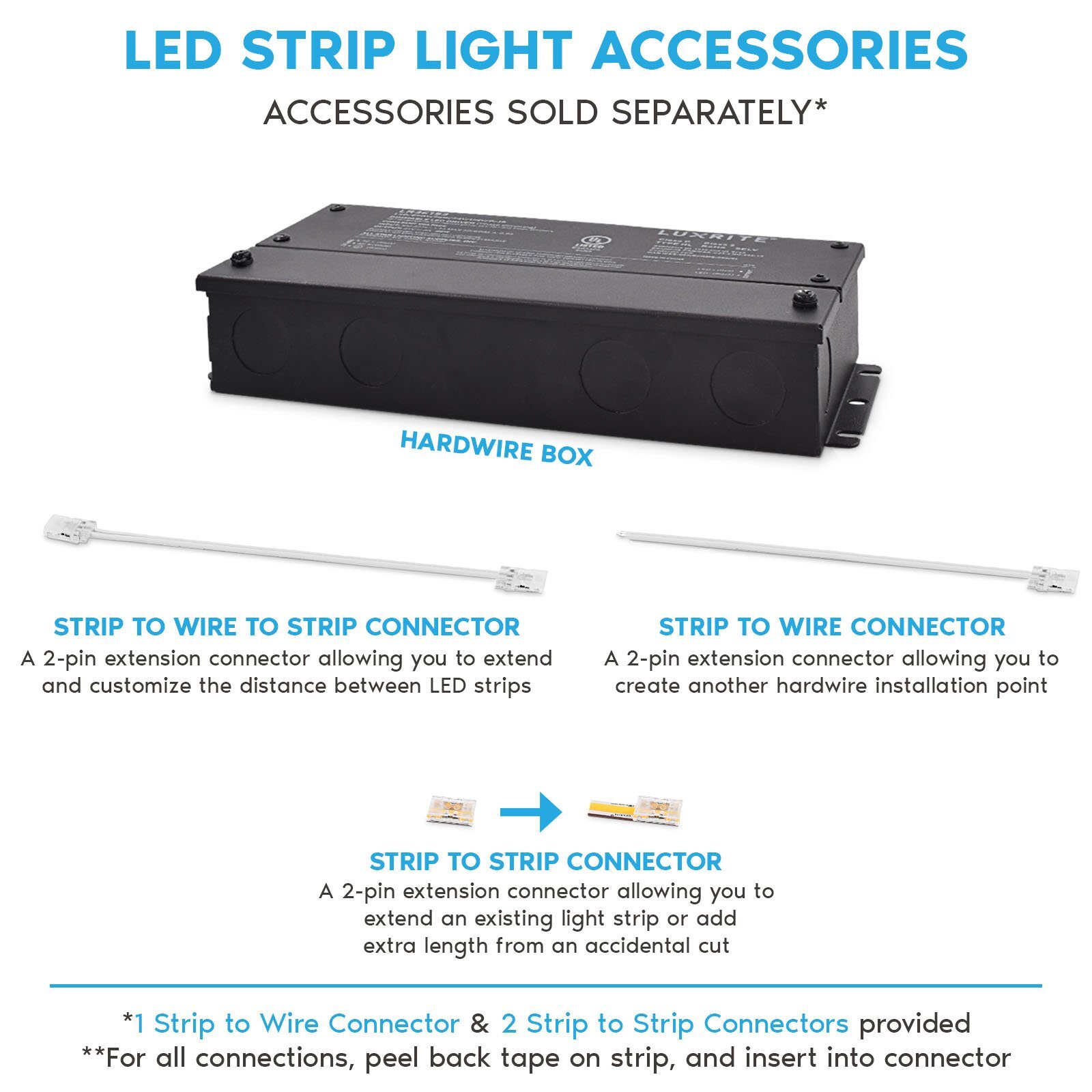 Luxrite LED Strip Lights 16.4FT, 4000K, 8mm, 270 Lumens/FT, Cut to ...