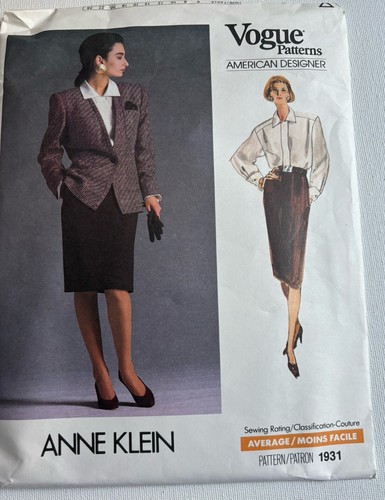 Vogue 1931 Sewing pattern Anne Klein jacket skirt blouse size 14 uncut 1987 | eBay