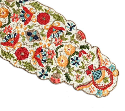 Floral Table Runner Multicolor Beaded Table Runner Spring Tableware ...