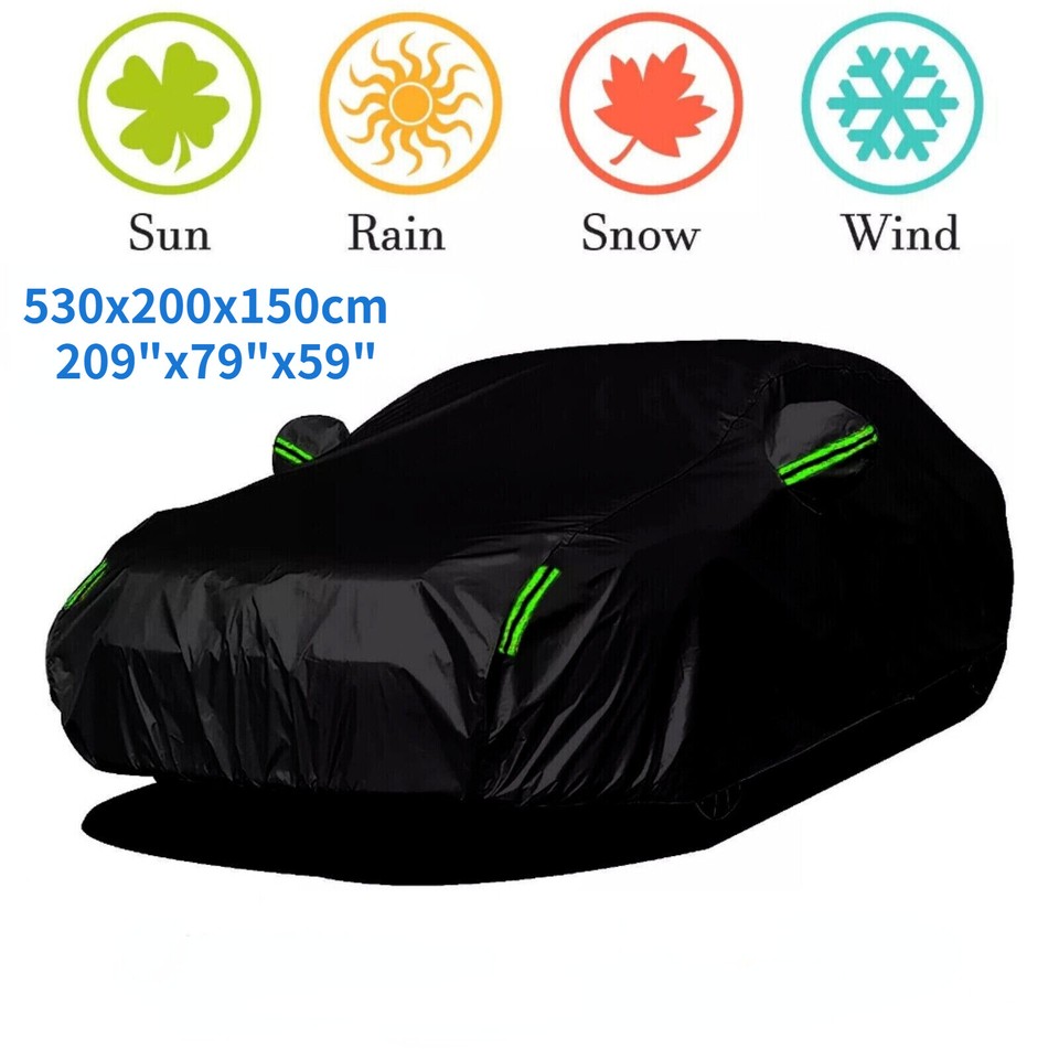XXL Black Car Cover Waterproof All Weather Outdoor Protection For ...