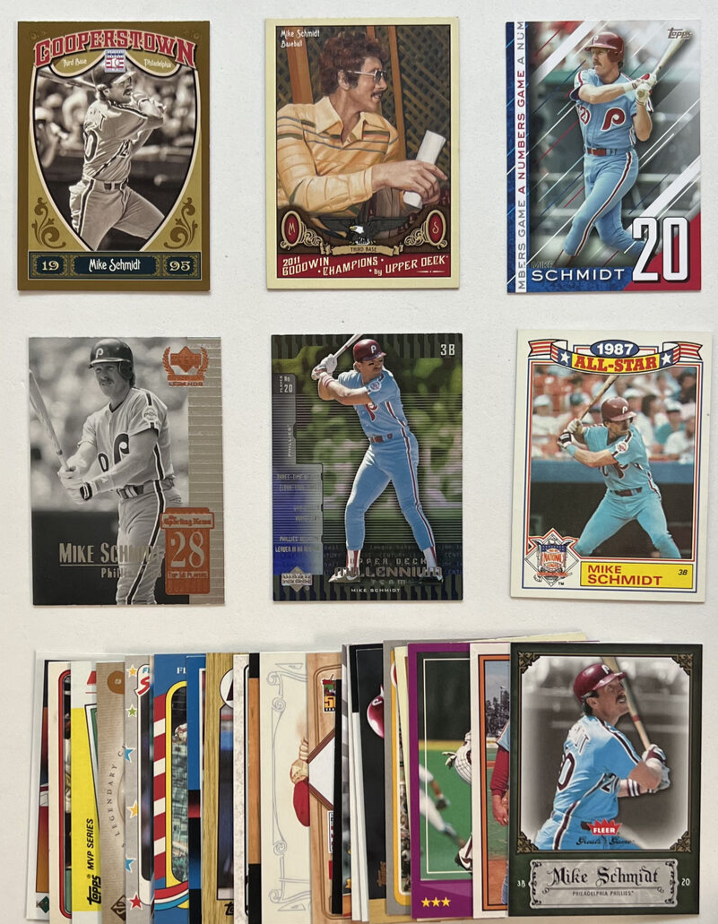 LOT OF (29) DIFFERENT MIKE SCHMIDT CARDS, $$$ PHILADELPHIA PHILLIES ...