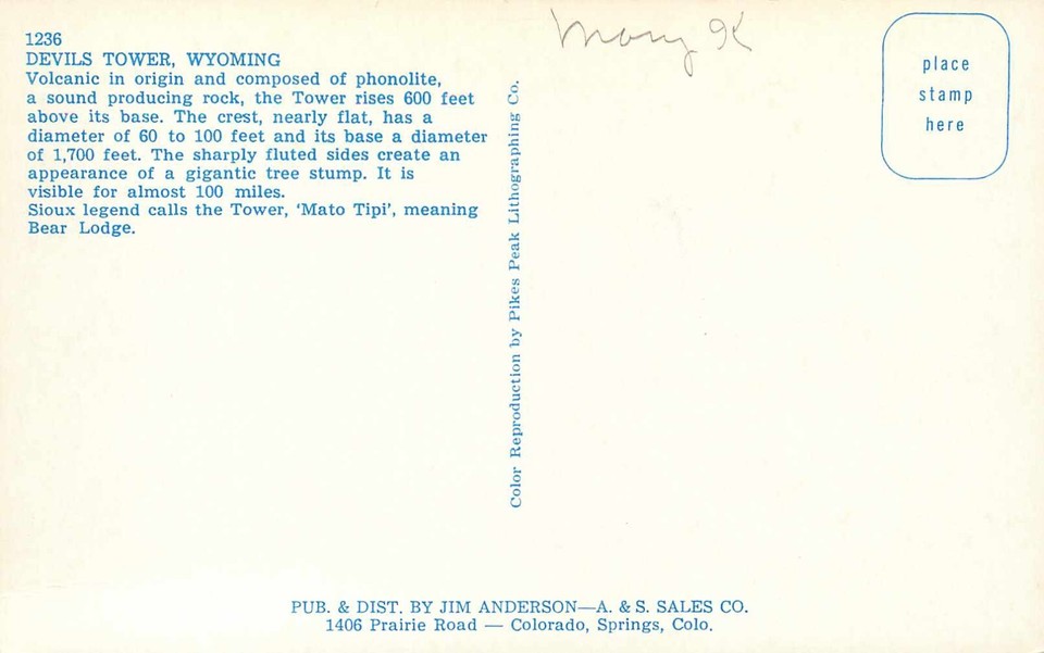 Postcard Wyoming Devil's Tower Volcanic Magma Unposted | eBay