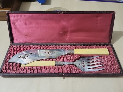 Robert Fead & Mosley Horn Fish Carving Set C1910 Sheffield England | eBay