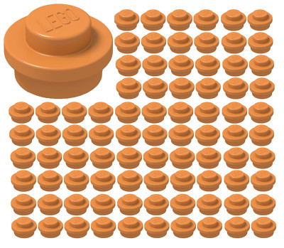 ☀️Lego 1x1 ORANGE Round Plates x100 Dots Stud Part Piece Bulk lot Legos ...