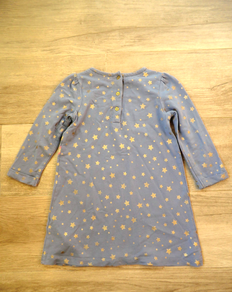 MONSOON cotton blue grey Easter bunny bag dress sequins gold stars Age ...