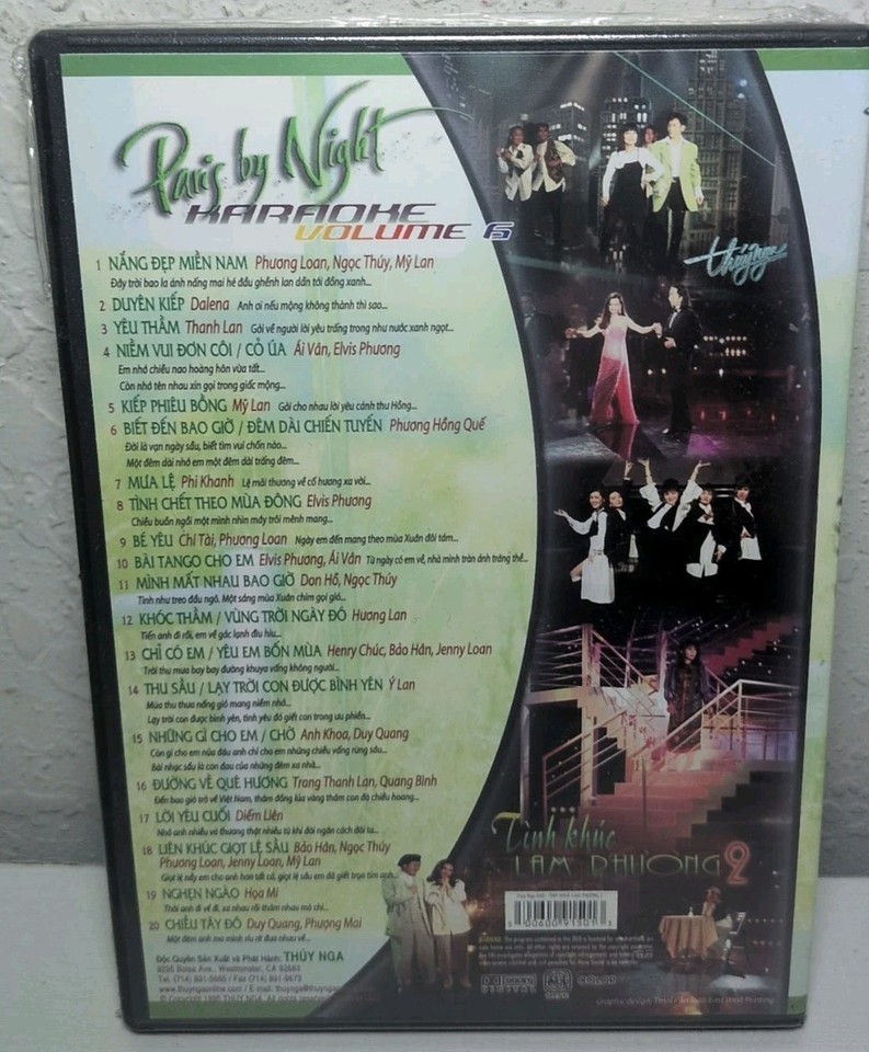 Paris By Night Karaoke Volume 6 Tinh Khue Lam Phuong 2 Import DVD Brand ...
