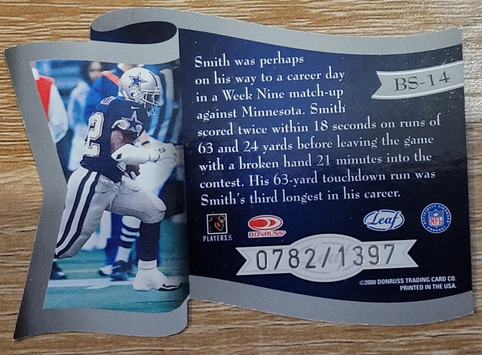 2000 Quantum Leaf Emmitt Smith Banner Season /1397 #BS-14 NFL Dallas ...