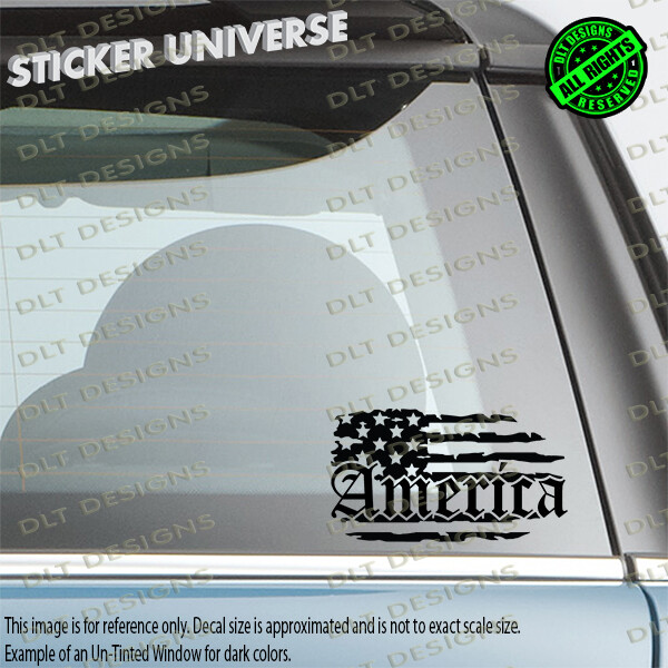 AMERICA Distressed U.S. Flag V2 Window Decal Bumper Sticker Tattered ...