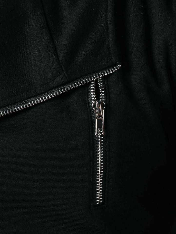 Chic Men Asymmetric Zip Up Tops Slim Fit Hoody Jacket Hooded Splice ...