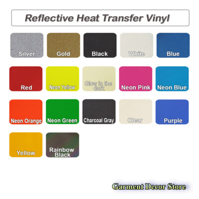 12"x10" Reflective HTV colors Heat Transfer T-Shirt Iron On / Heat ...