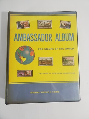 Stamp Album Harris Ambassador Worldwide w/ Used Hinged Stamps ...