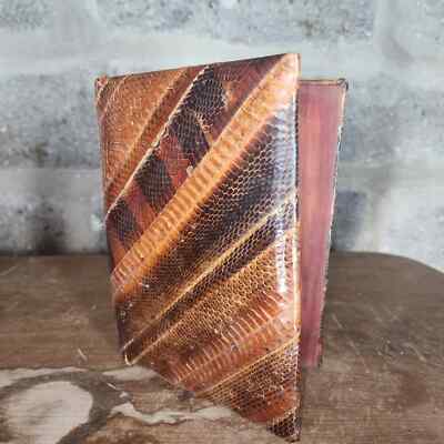 antique vintage authentic SNAKESKIN hard book cover journal adjenda | eBay