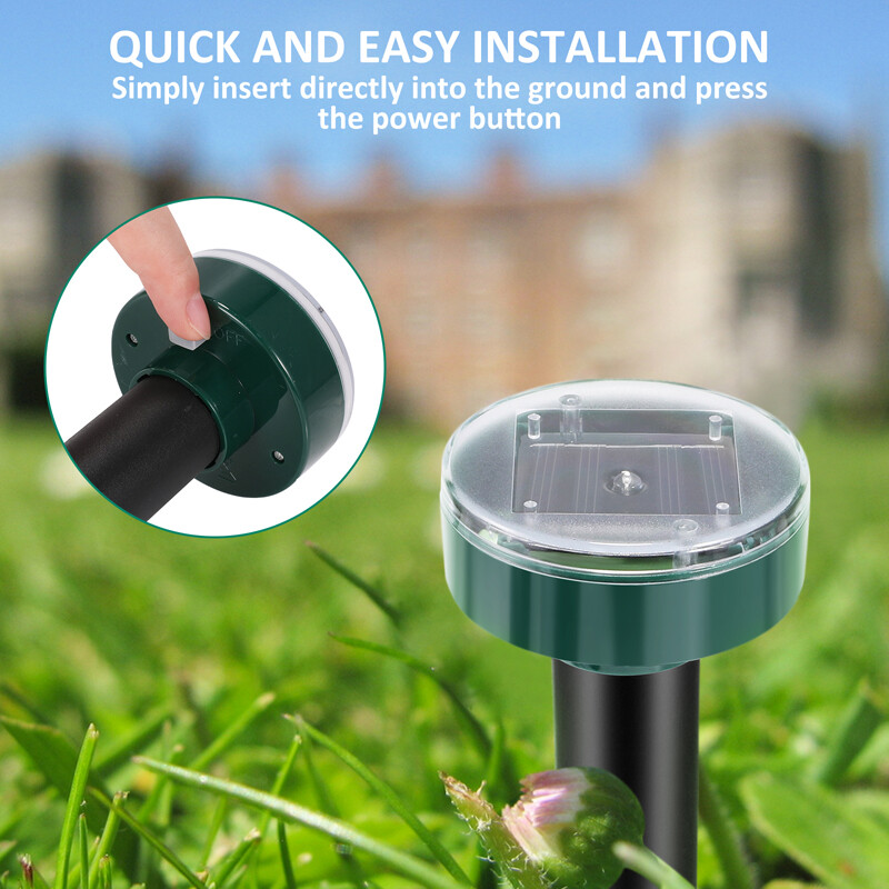2-8Pcs LED Solar Power Ultrasonic Mice Gopher Mole Pest Snake Repellent ...