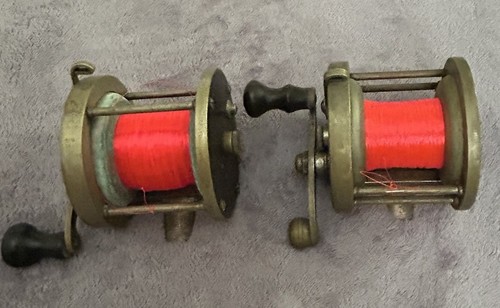 Vintage Pflueger Oceanic Free Spool Reels Casting #250 Free Spool Brass ...