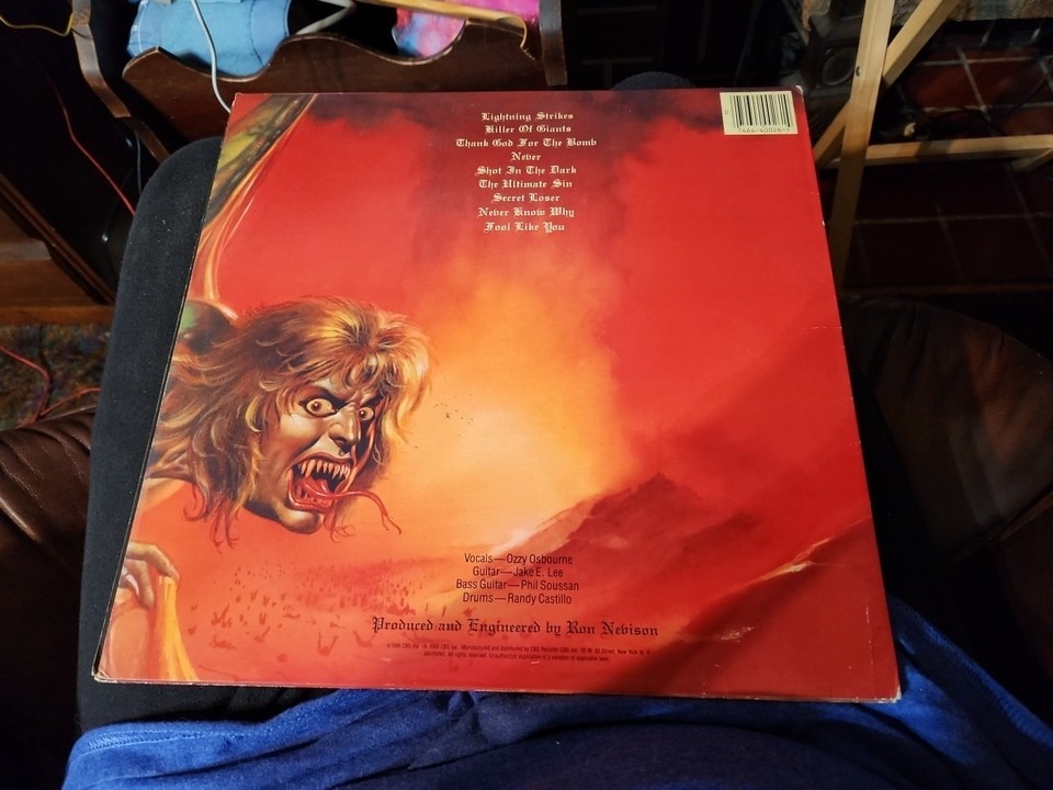Ozzy Osbourne the Ultimate Sin-Orig 1986 LP with Liners, CBS oz 40026 ...