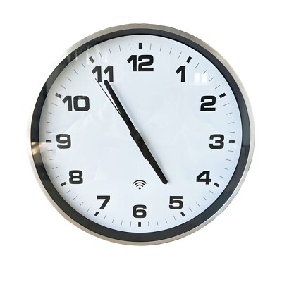 Analog NTP Wi-Fi Clock, Network Synchronized, with Silvery Aluminum ...